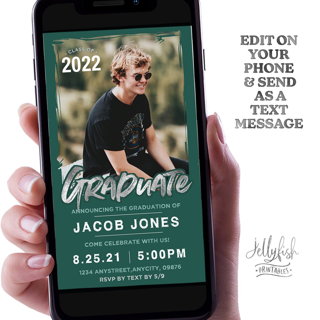 Green Graduation Text Invite Text Message Invite Graduation - Etsy