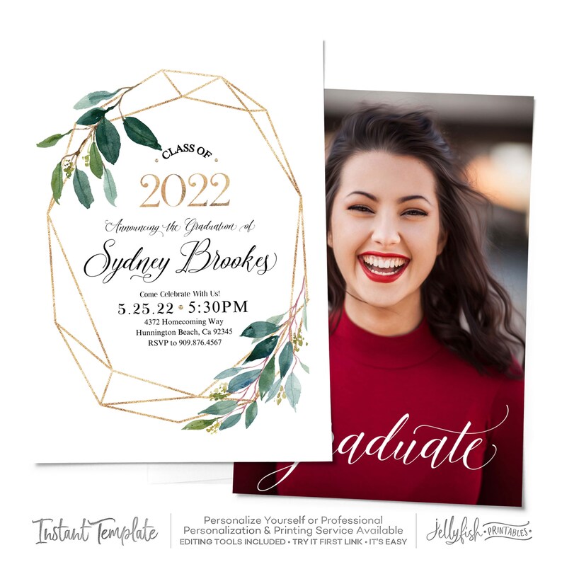 Simple Graduation Party Invitation Template Editable - Etsy
