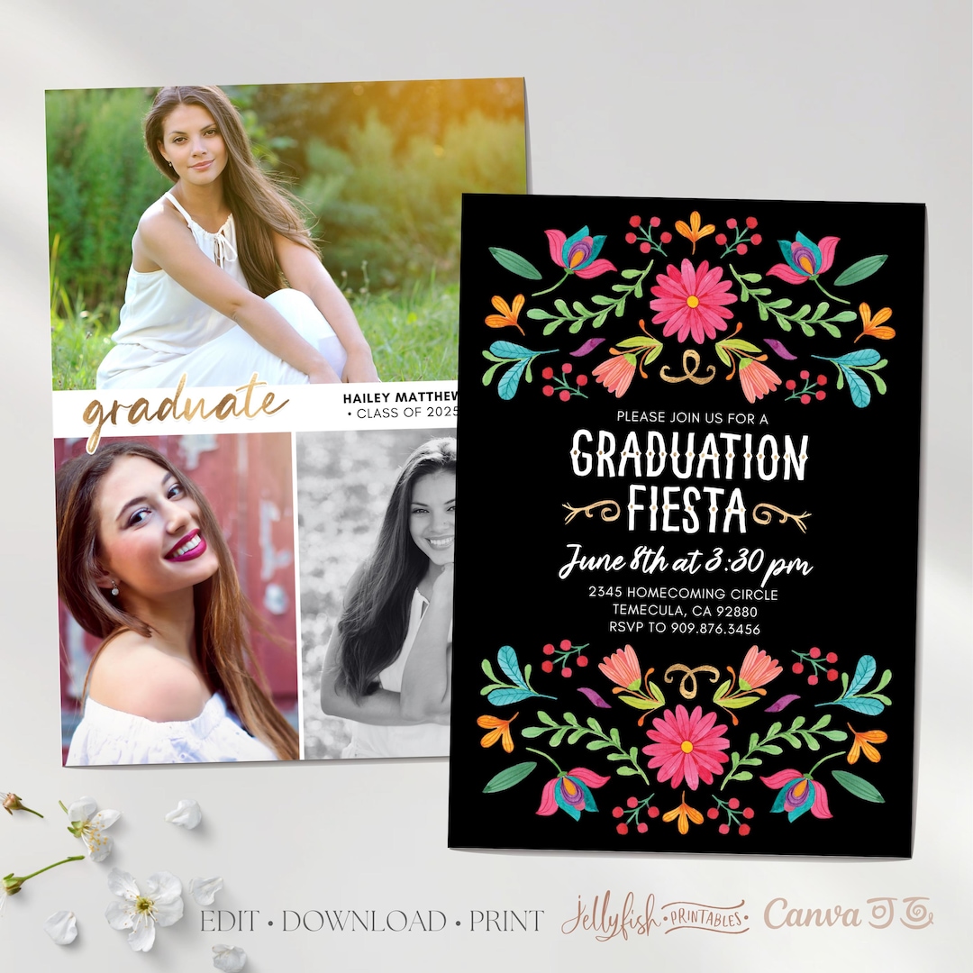 Mexican Fiesta Graduation Party Invitation Template | Editable Grad ...