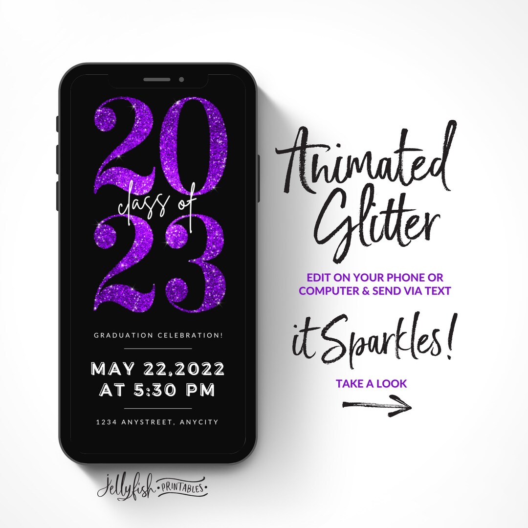 Purple Graduation Invitation Template 2023 Instant Download - Etsy
