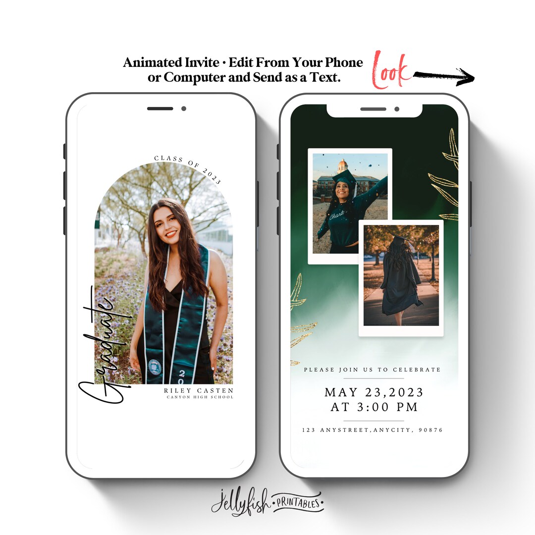 Graduation Video Invitation Template Animated Invitation Instant ...