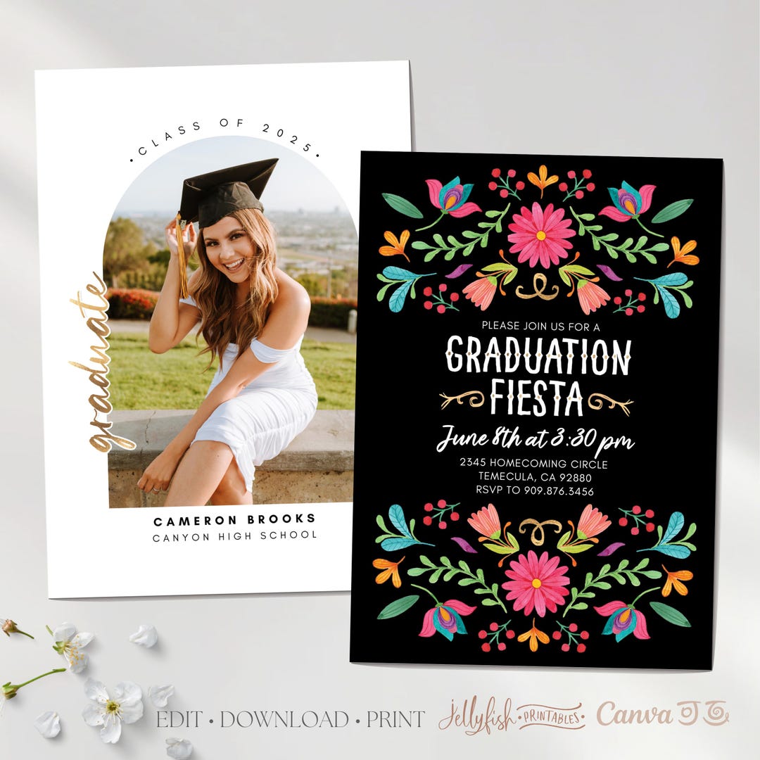 Mexican Fiesta Graduation Party Invitation Template | Editable Grad ...