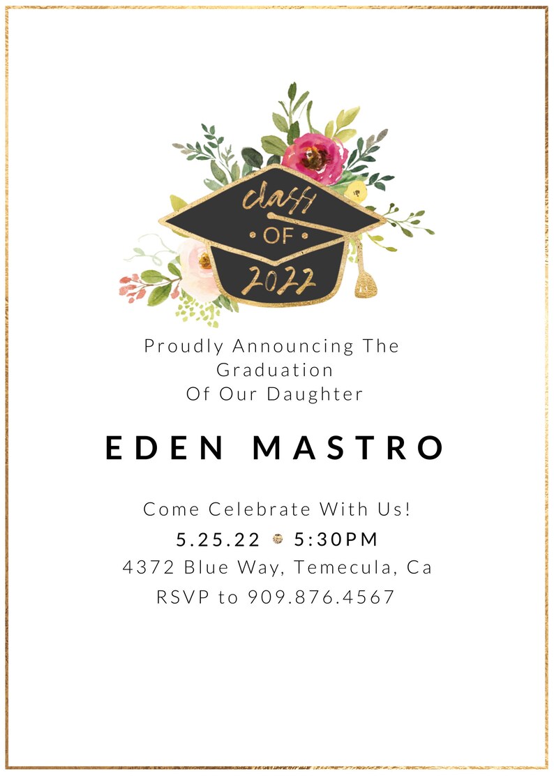 Simple Graduation Party Invitation Template Editable - Etsy