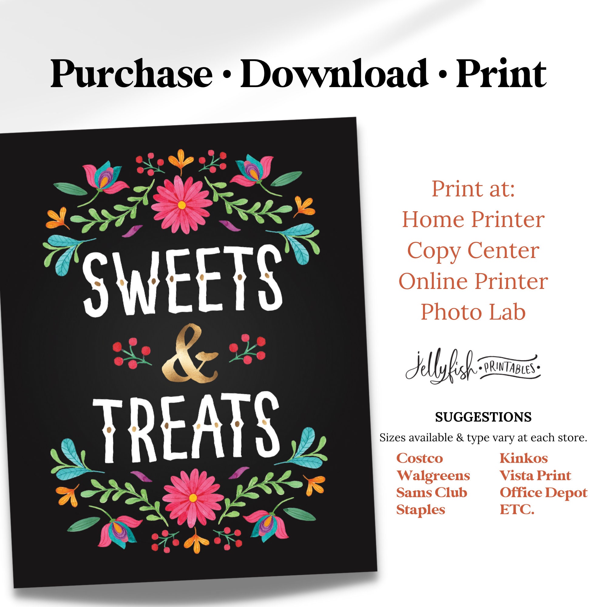 Sweets and Treats Printable Sign Printed Dessert Table - Etsy