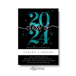 Teal Graduation Party Invitation Template Editable Graduation ...