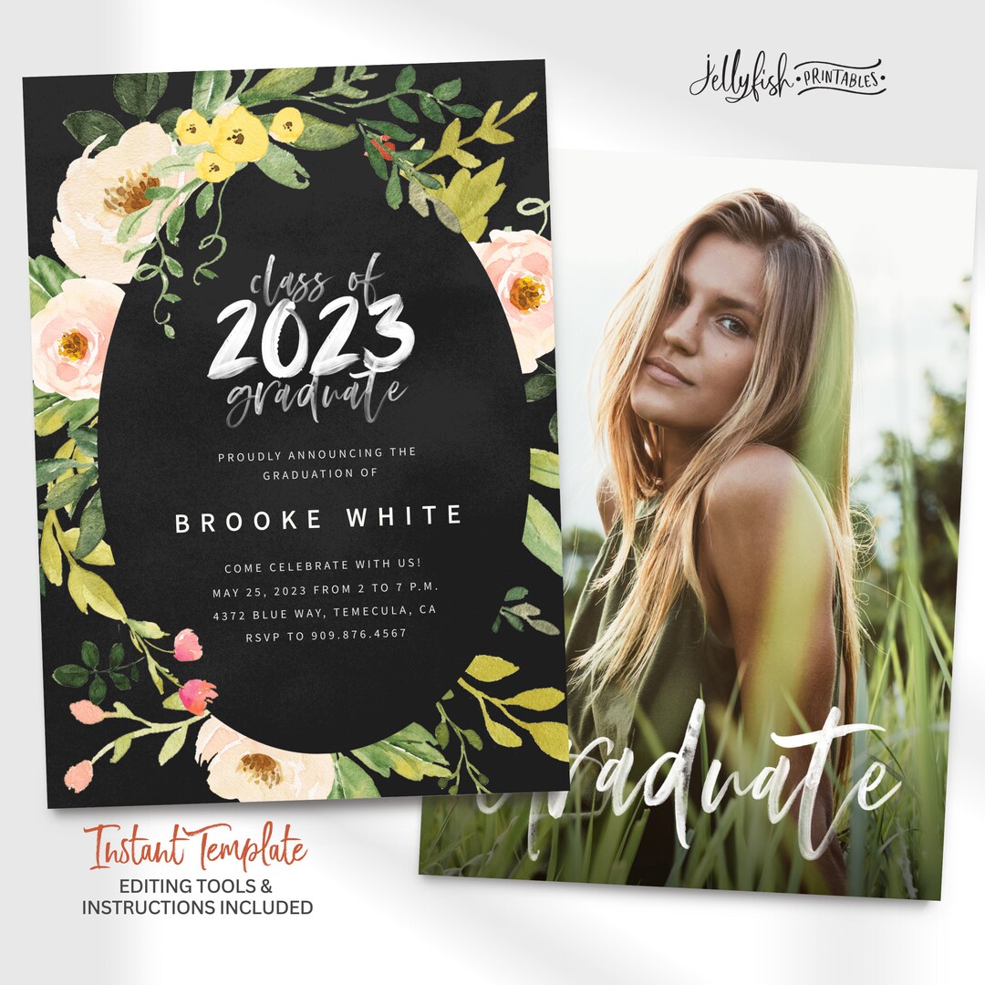 Floral Graduation Invitation 2023 Graduation Party Invite - Etsy