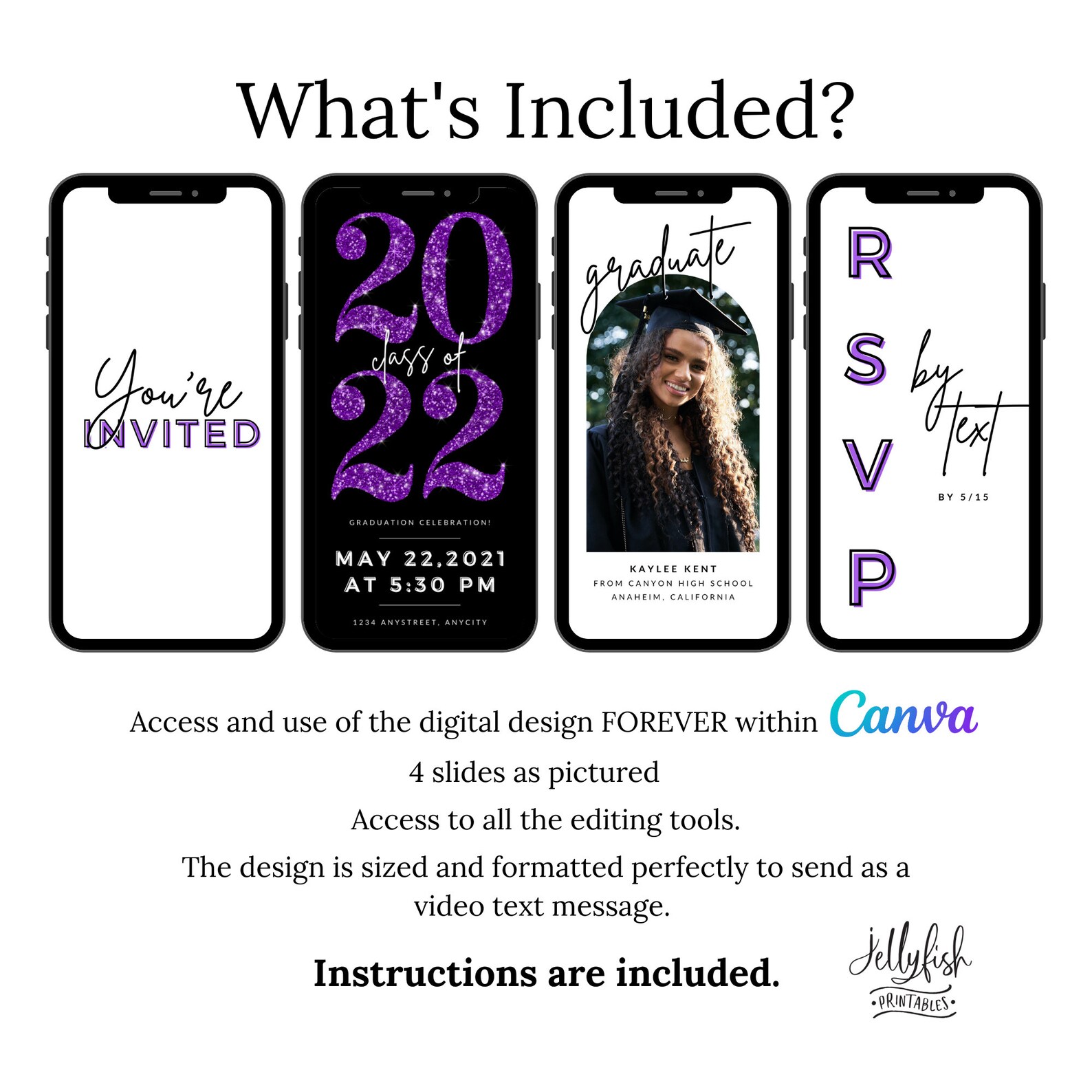 Purple Graduation Invitation Template 2022 Texting Invite | Etsy