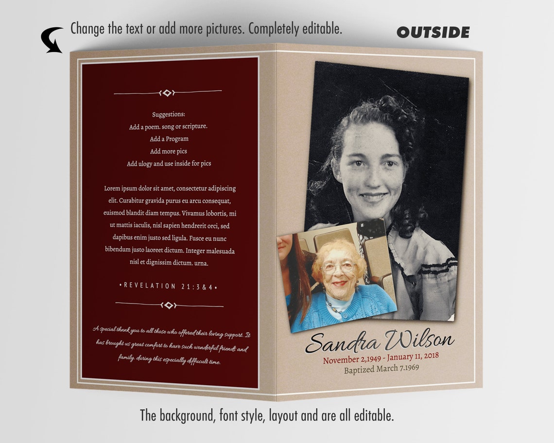 Floral Funeral Program Template. Personalize It Yourself. FREE | Etsy
