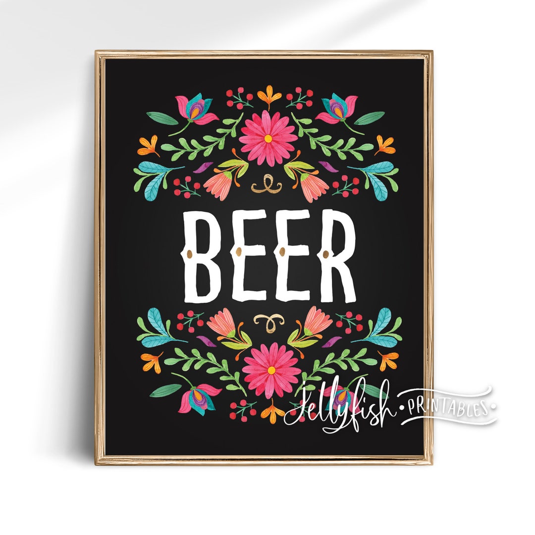 Printable Beer Sign Printed Beverage Signs Party Decorations Shower ...