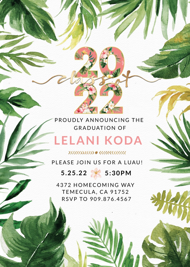 Luau Graduation Party Invitation Template Editable Graduation | Etsy