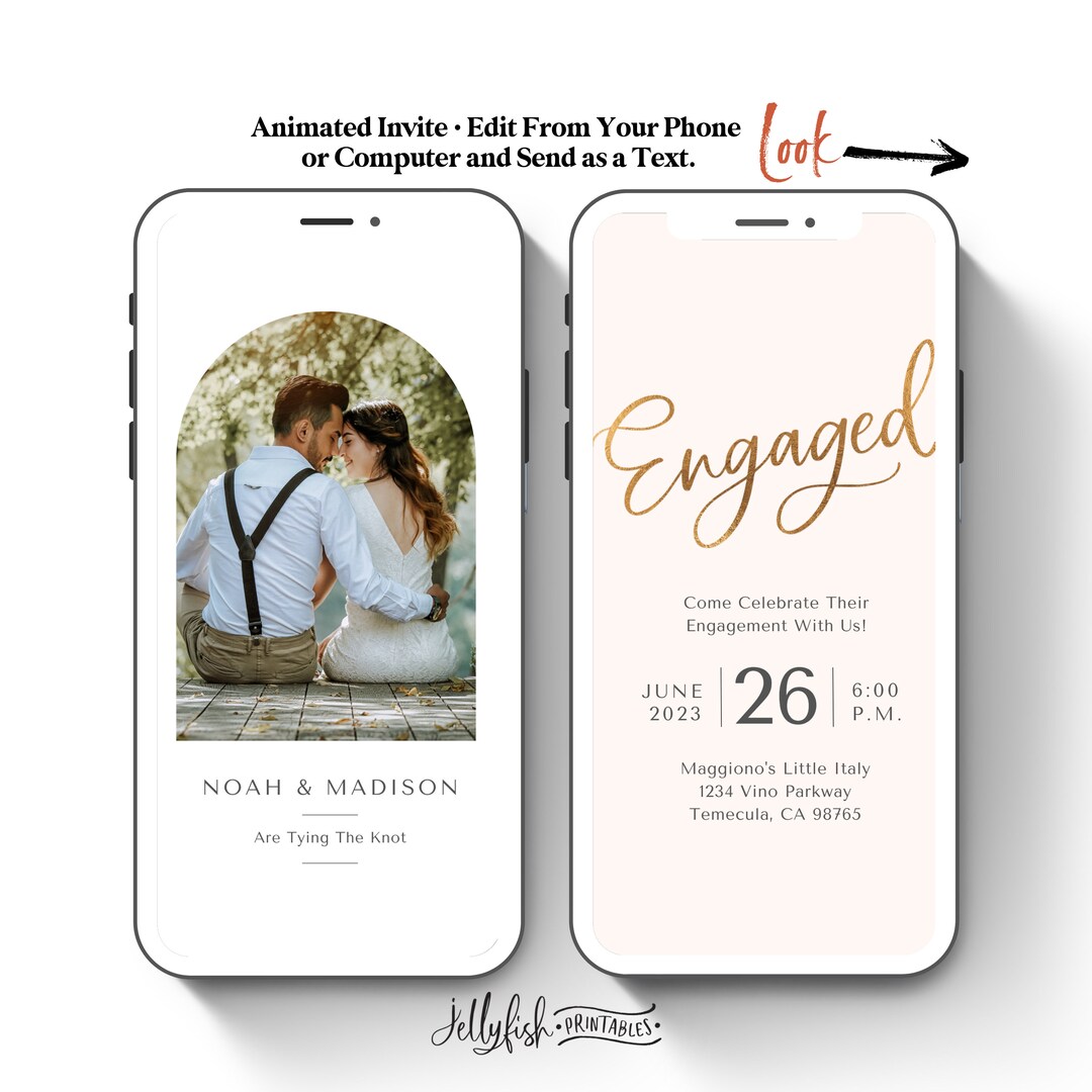 Engagement Party Video Invitation Template Animated Engagement Dinner ...