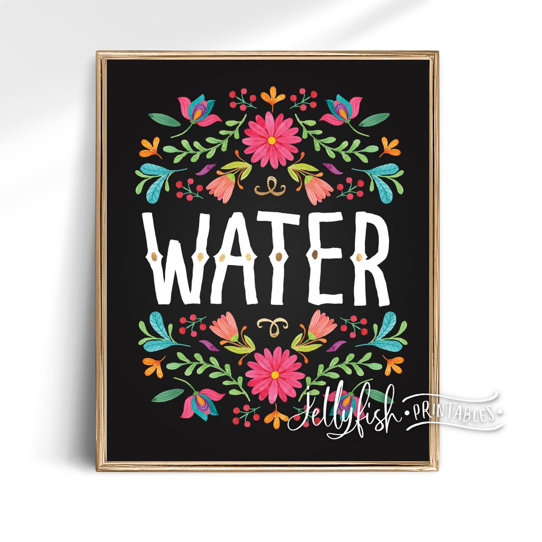 Printable Water Sign Printed Beverage Signs Party Decorations Shower ...