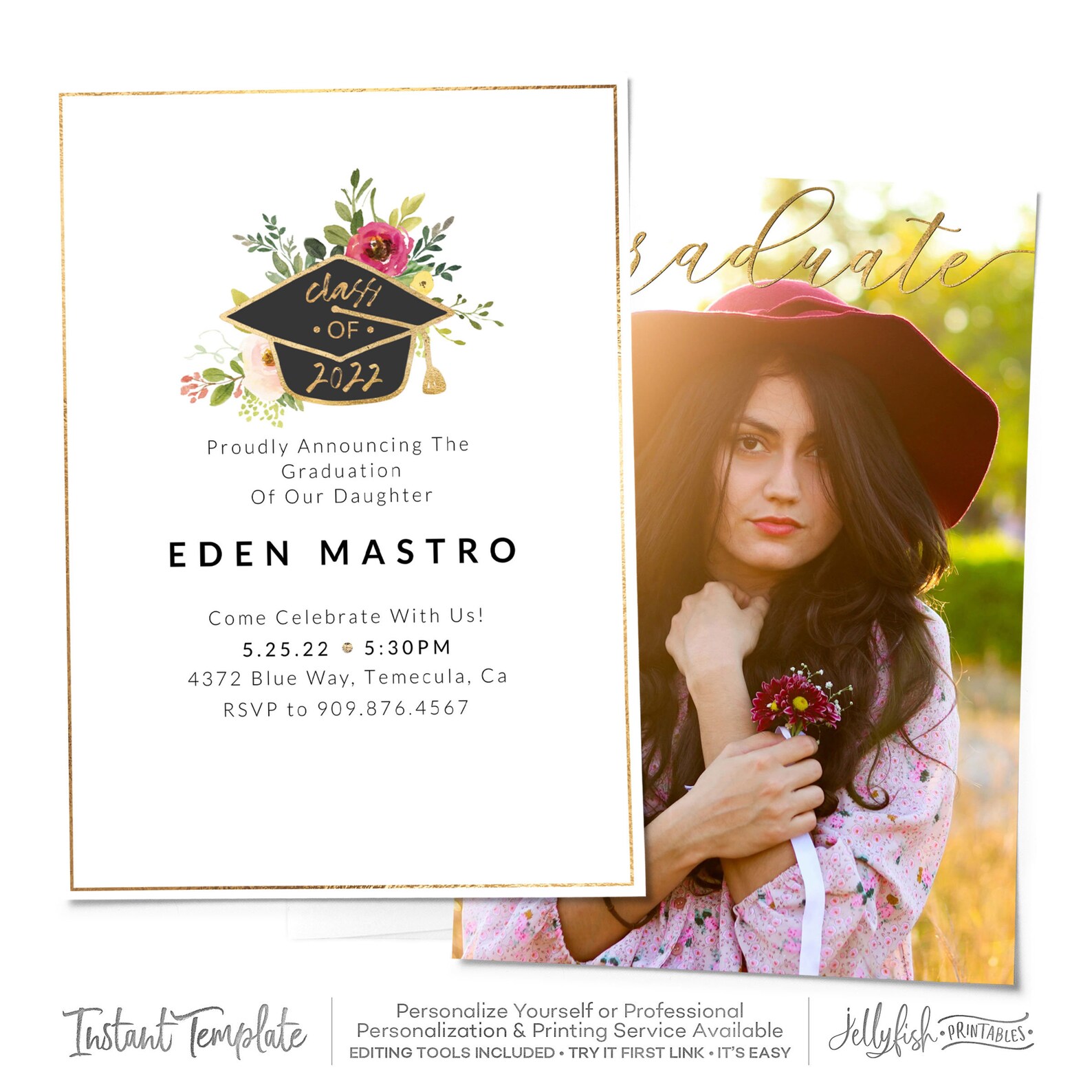 Simple Graduation Party Invitation Template Editable - Etsy