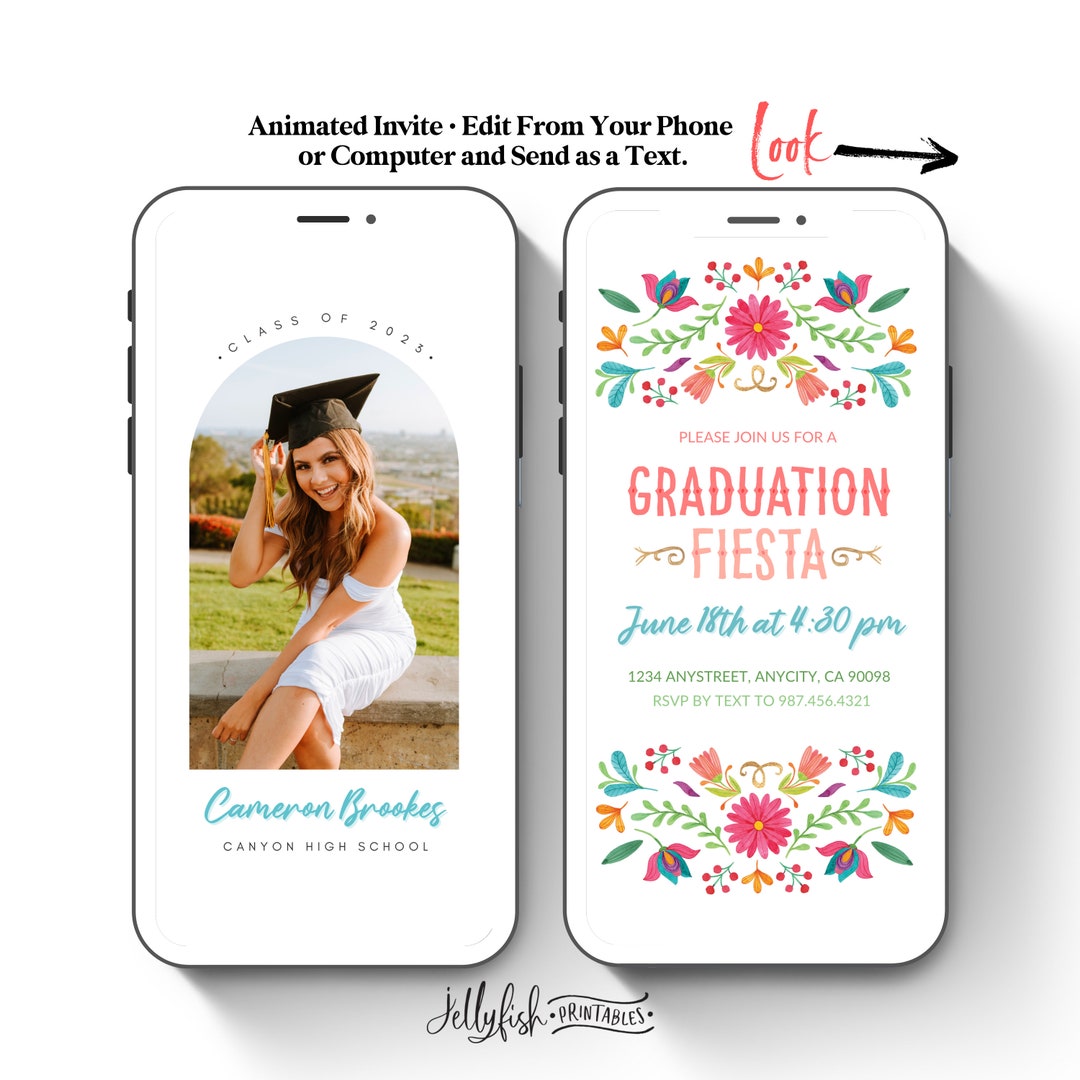 Fiesta Graduation Video Invitation Template Animated Invitation Instant ...