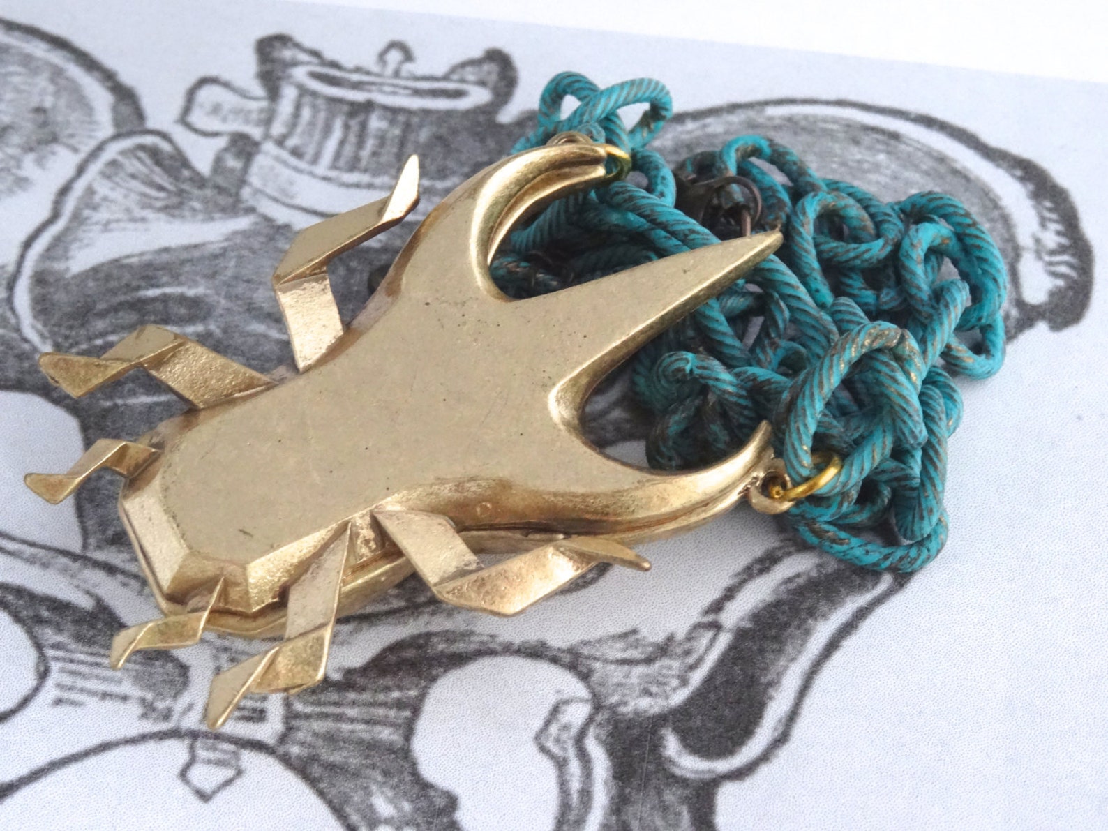 Golden Scarab Necklace Chunky Chain | Etsy