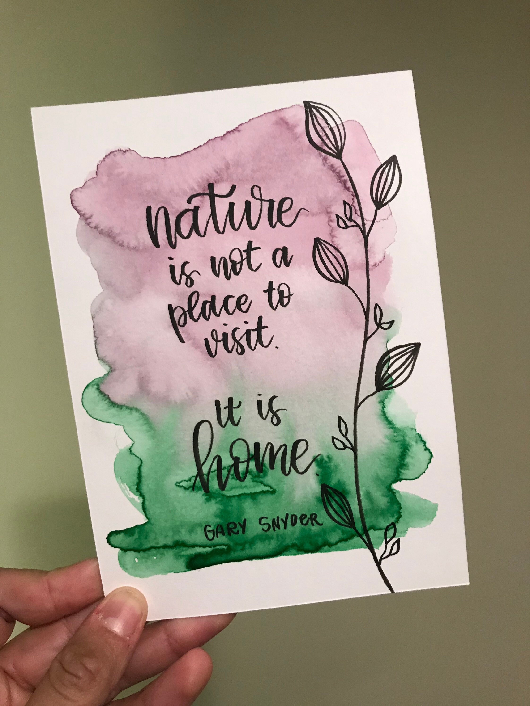 Nature Hand Lettered Quote / Calligraphy / Watercolor / | Etsy