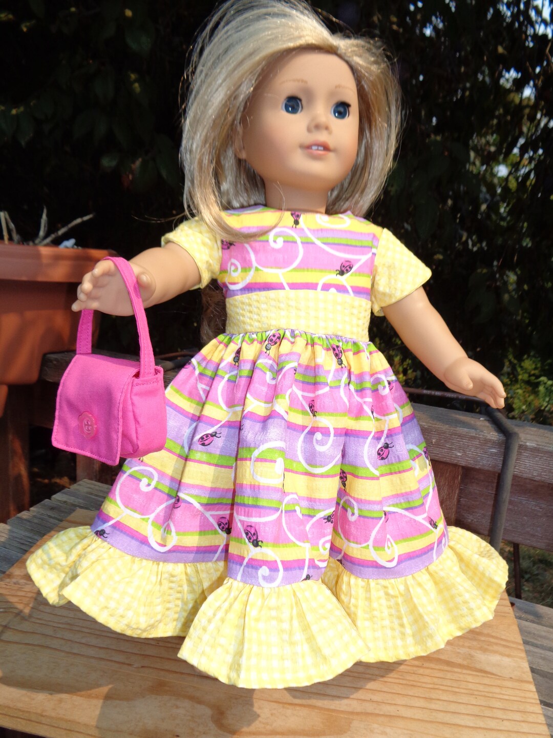 Pink Ladybug Dress for 18 Dolls. Made in USA Fits American Girl, Our ...