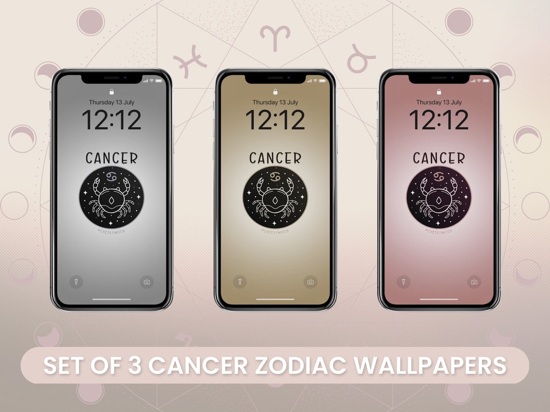 Cancer Phone Wallpaper, Pack of 3 Apple iPhone Wallpaper, Zodiac ...