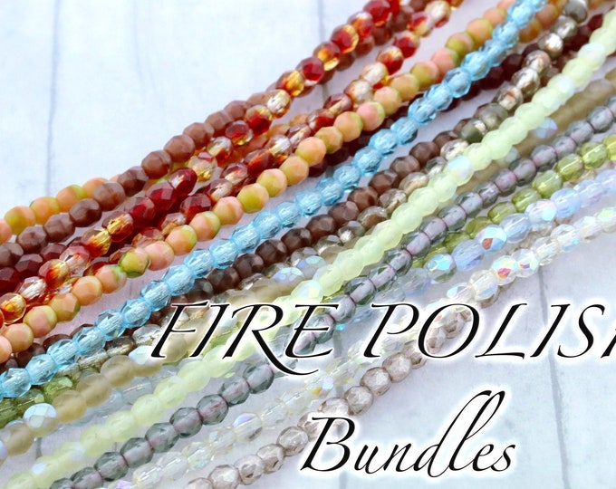 4mm FIRE POLISH Bead Bundles - Color MIX - Czech Glass Fire Polished ...