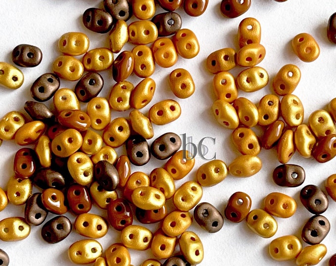 20g Czech NEW Superduo Mix - 2 Hole Beads - GOLDSHINE ADOBE Mix ...