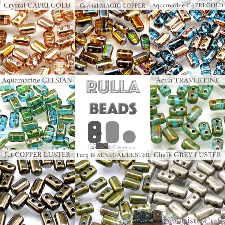 10g * 27 COLORS * Czech RULLA Beads - 2 Hole Beads - 3x5mm * CHOOSE ...