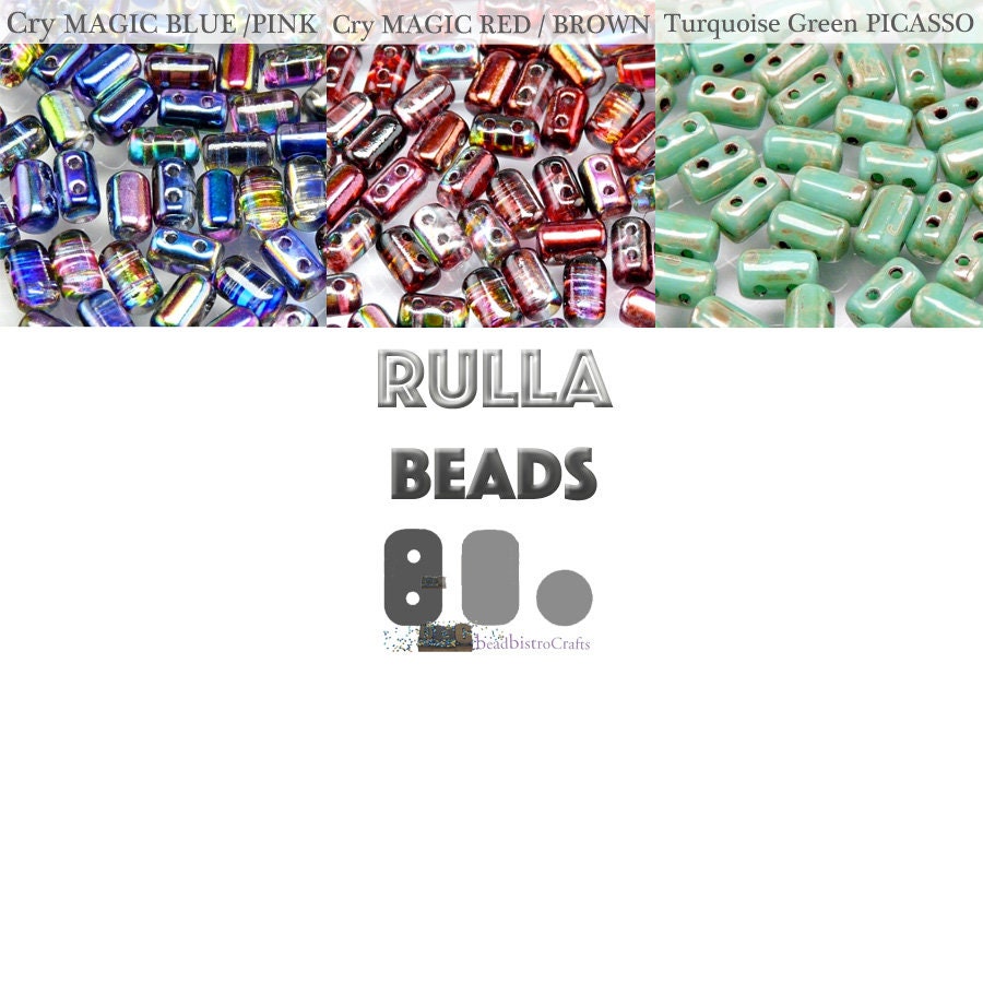 10g * 27 COLORS * Czech RULLA Beads - 2 Hole Beads - 3x5mm * CHOOSE ...