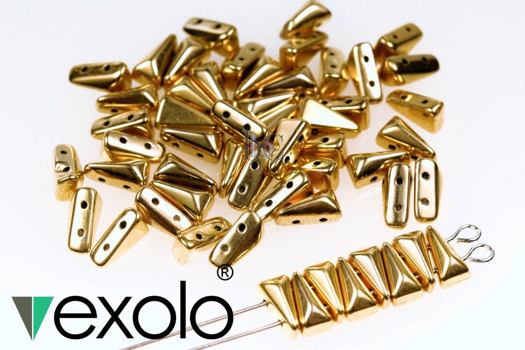 5x8mm Gold Vexolo® Beads - 25 - 150pcs - 2 Hole Beads - Crystal FULL ...