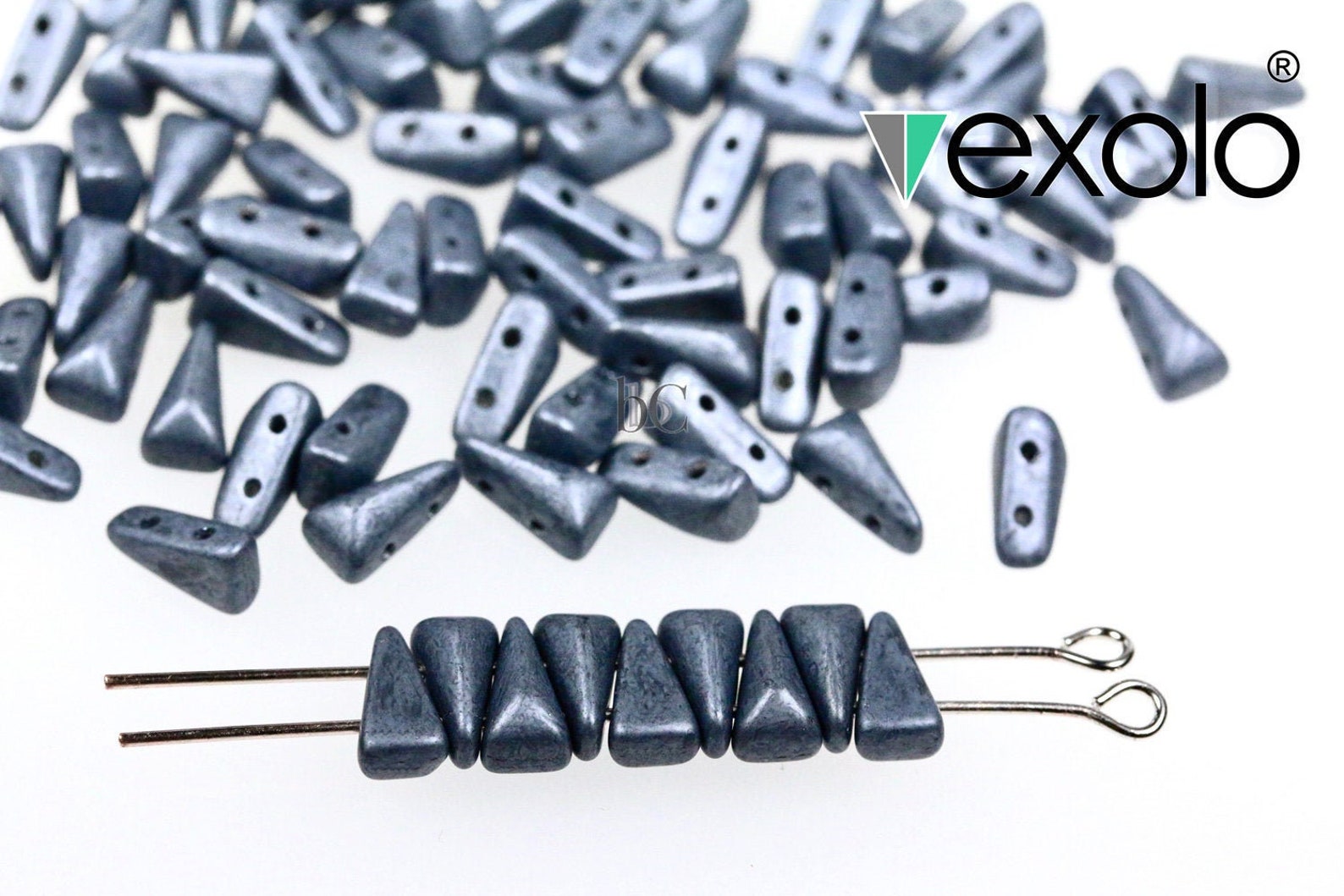 5x8mm Hematite Vexolo® beads 50 or 150pcs 2 hole beads | Etsy