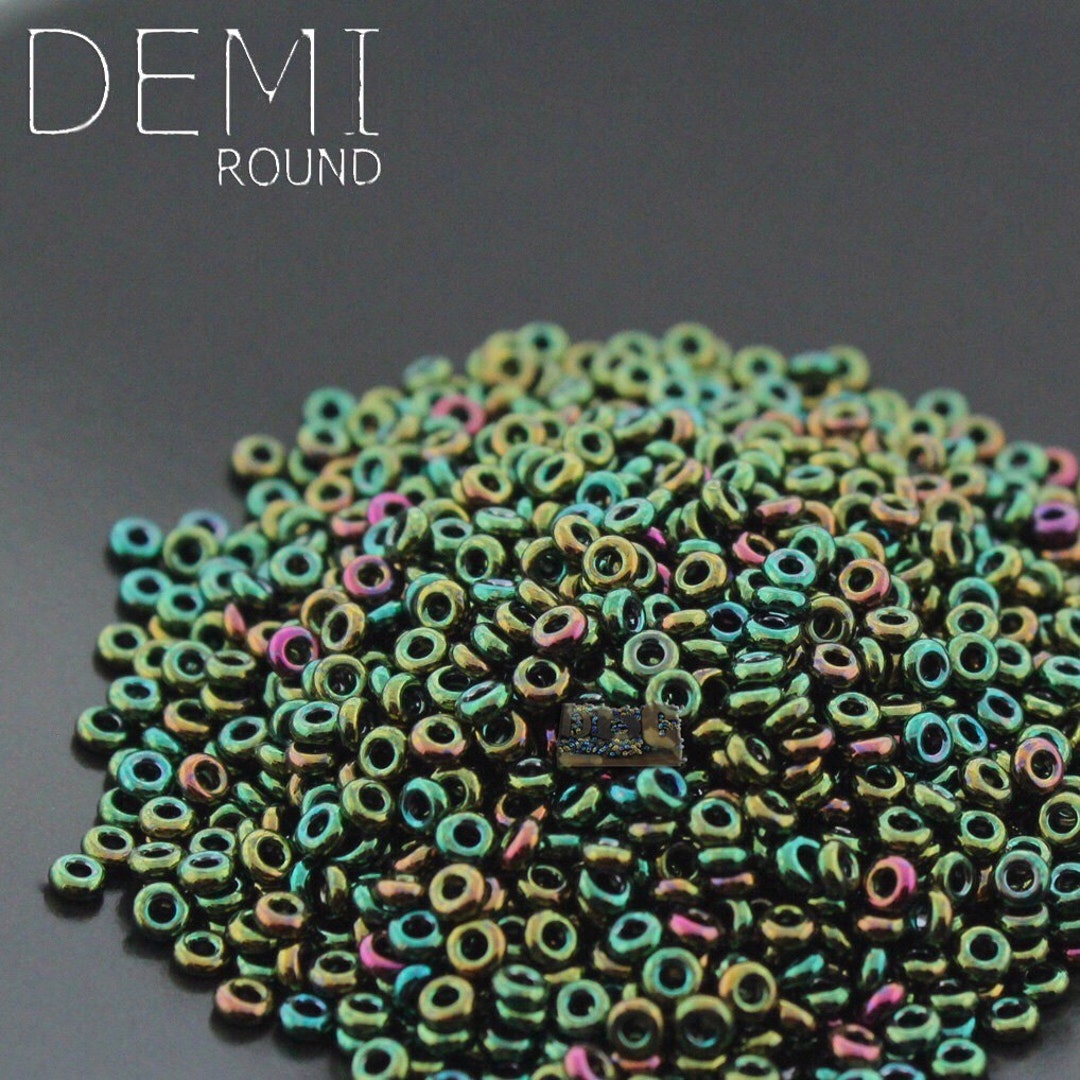 DEMI Rounds 11/0 8/0 Toho Seed Beads Higher-metallic IRIS OLIVINE Size ...