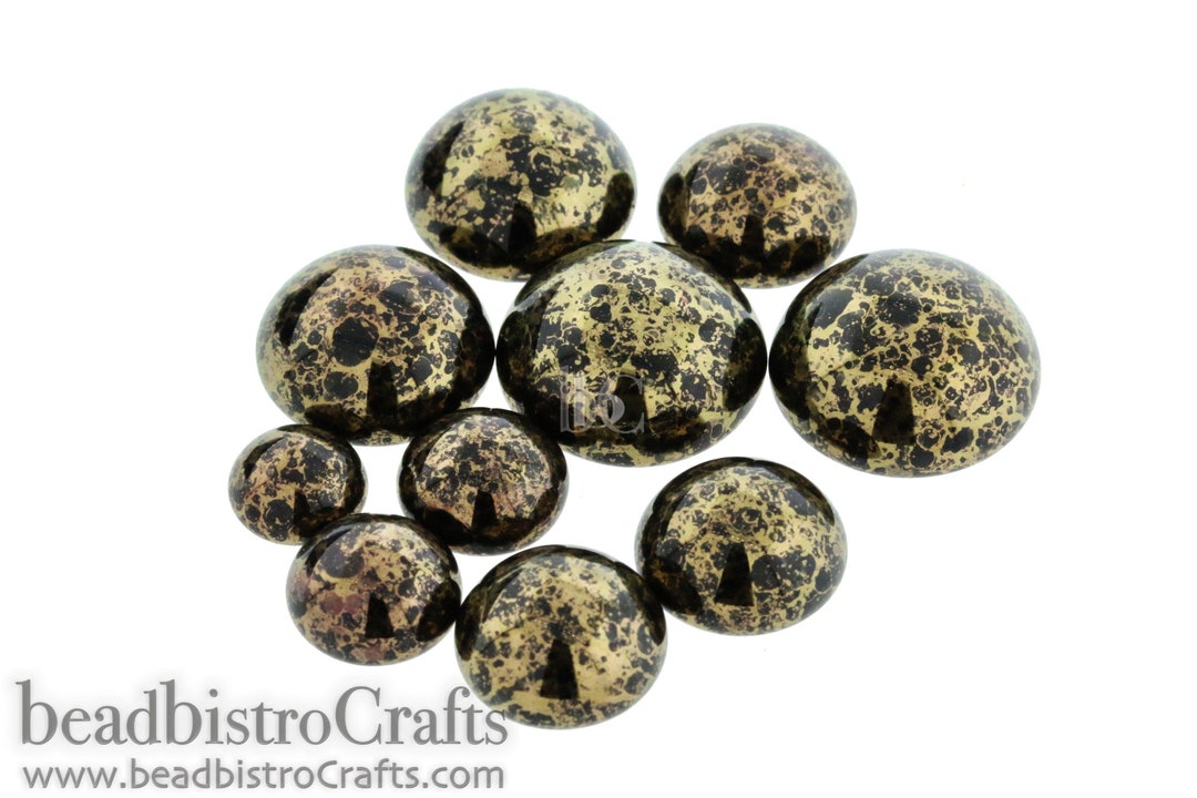 Glass Round Cabochon - CHOOSE Your Size - Czech Glass Domed Cabs - Jet ...