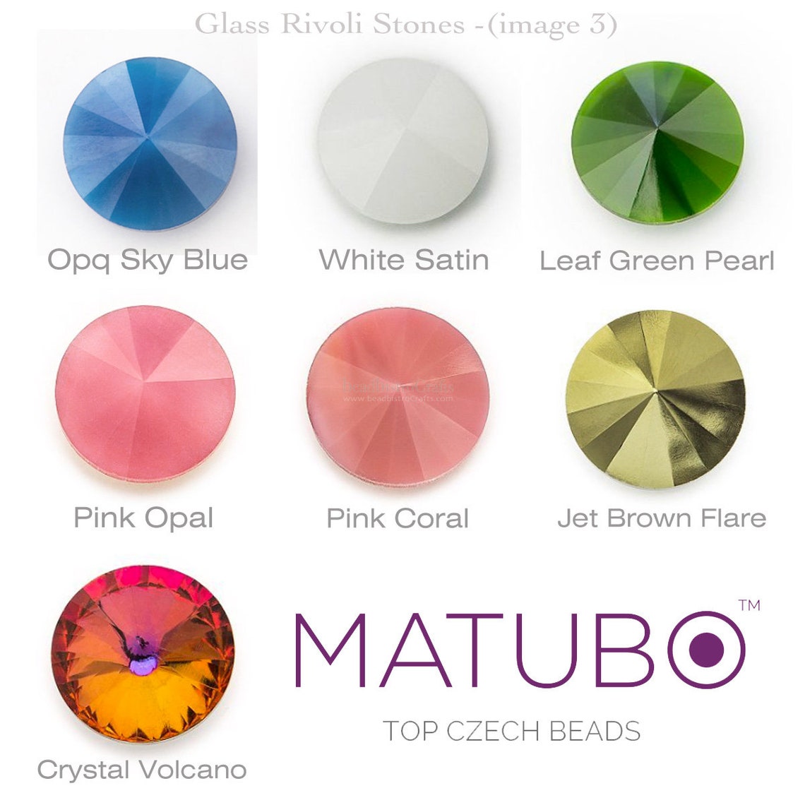 Czech Glass RIVOLI Stones - CHOOSE Your Color & Size - Bright Opaque ...