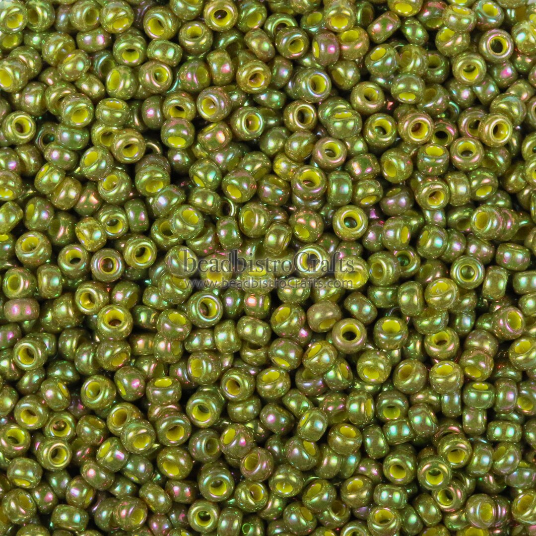24g - 11/0 Round Japanese Seed Beads - Olive GOLD LUSTER - Size 11 Seed ...