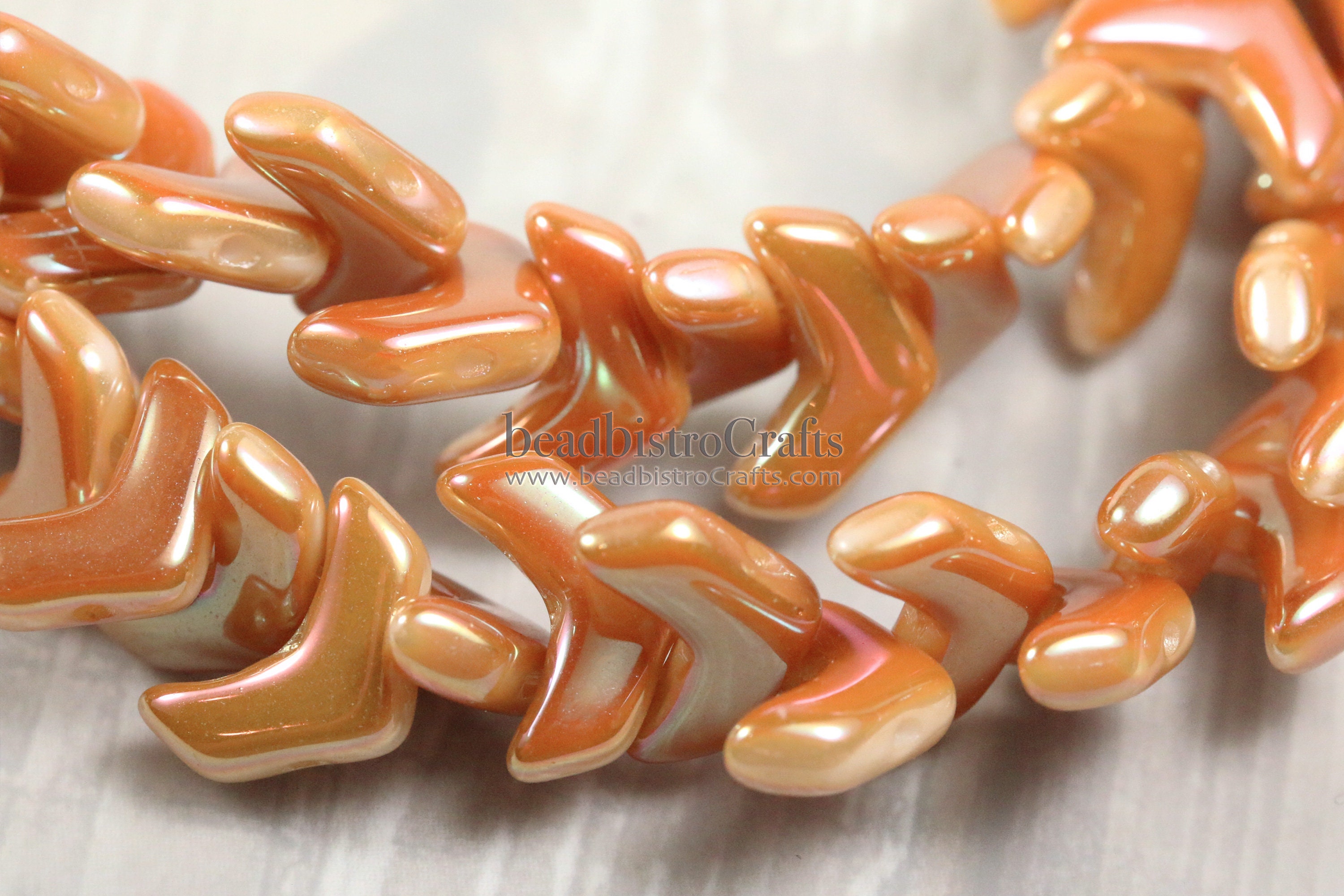 Chevron DUO Beads (30pcs) 10x4mm - Chalk FULL APRICOT - Czech 2 Hole ...