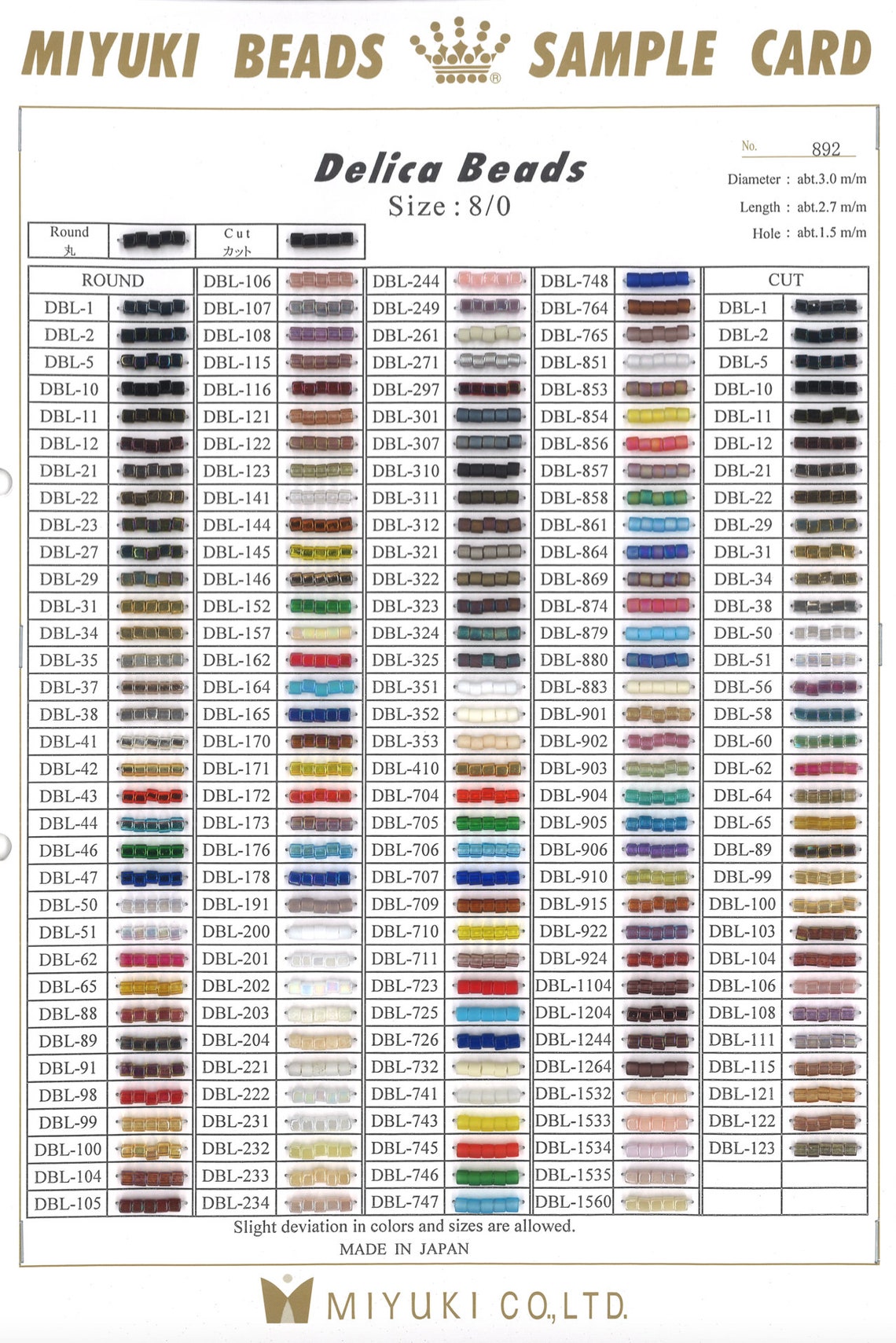 Size 8 DELICA Beads * CHOOSE Colors * MIYUKI Japanese Cylinder Seed ...