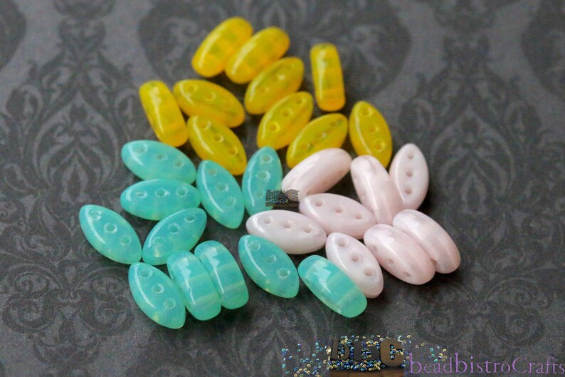 50 pcs Czech glass 3 hole CALI Beads 3-hole Ellipse beads | Etsy