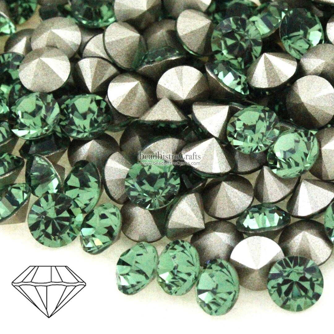16pcs - Crystal SS29 Chaton - * - 6mm - Erinite - Foiled Rhinestone ...