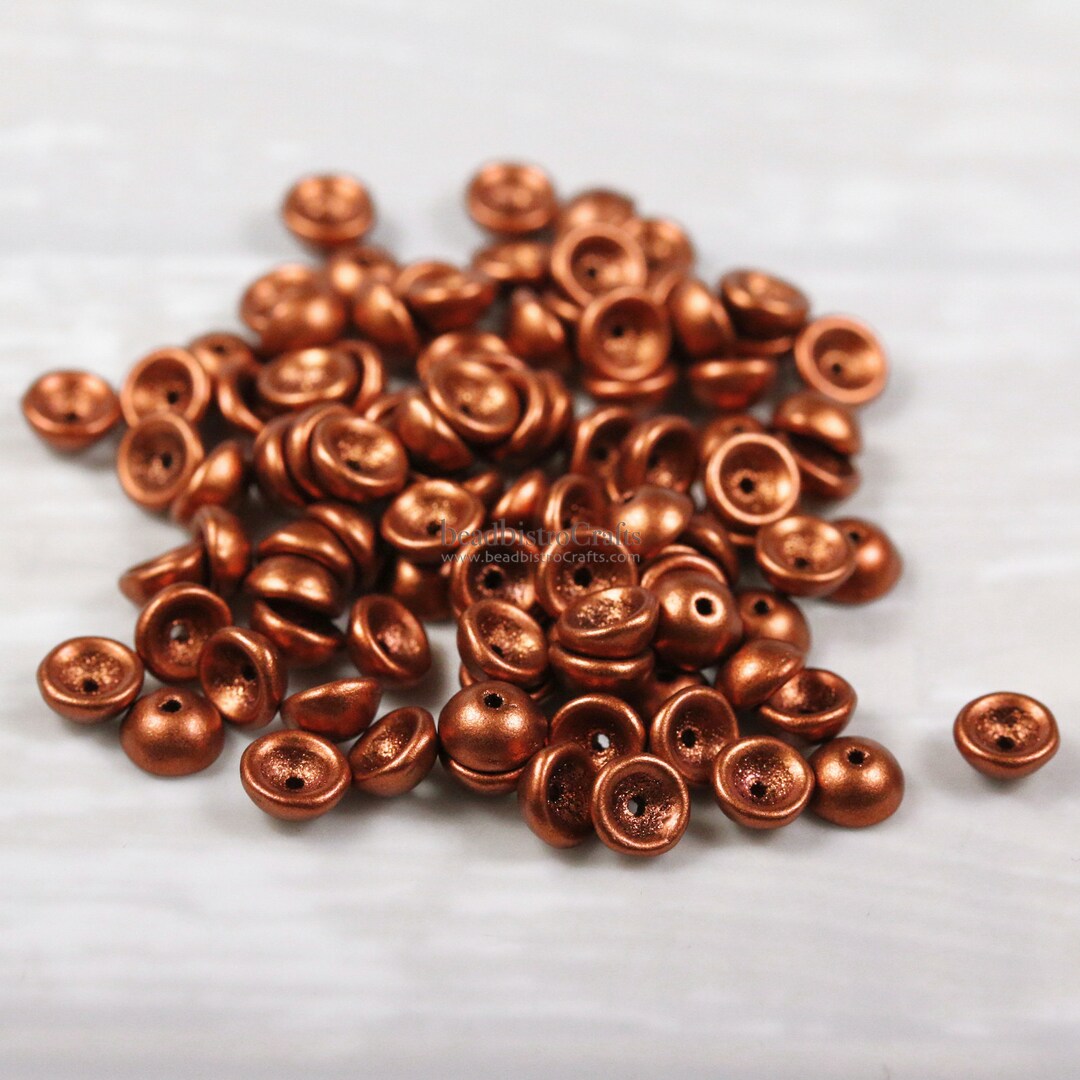 Teacup Beads 145pcs Matte METALLIC Antique COPPER 2x4mm Czech Glass Tea ...