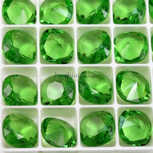 2 or 6pc - Cushion Cut 10mm * Crystal - FERN GREEN - Unfoiled - Square ...