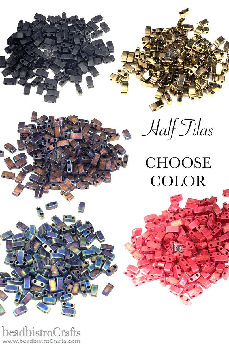 MIYUKI 1/2 Tila Beads (10g) * Choose COLOR * Size 5x3.2x1.9mm 2-hole ...