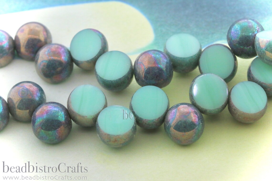 Sliced Czech Glass BERRY Beads - 14pcs Table Cut 8mm Round FROSTED ...