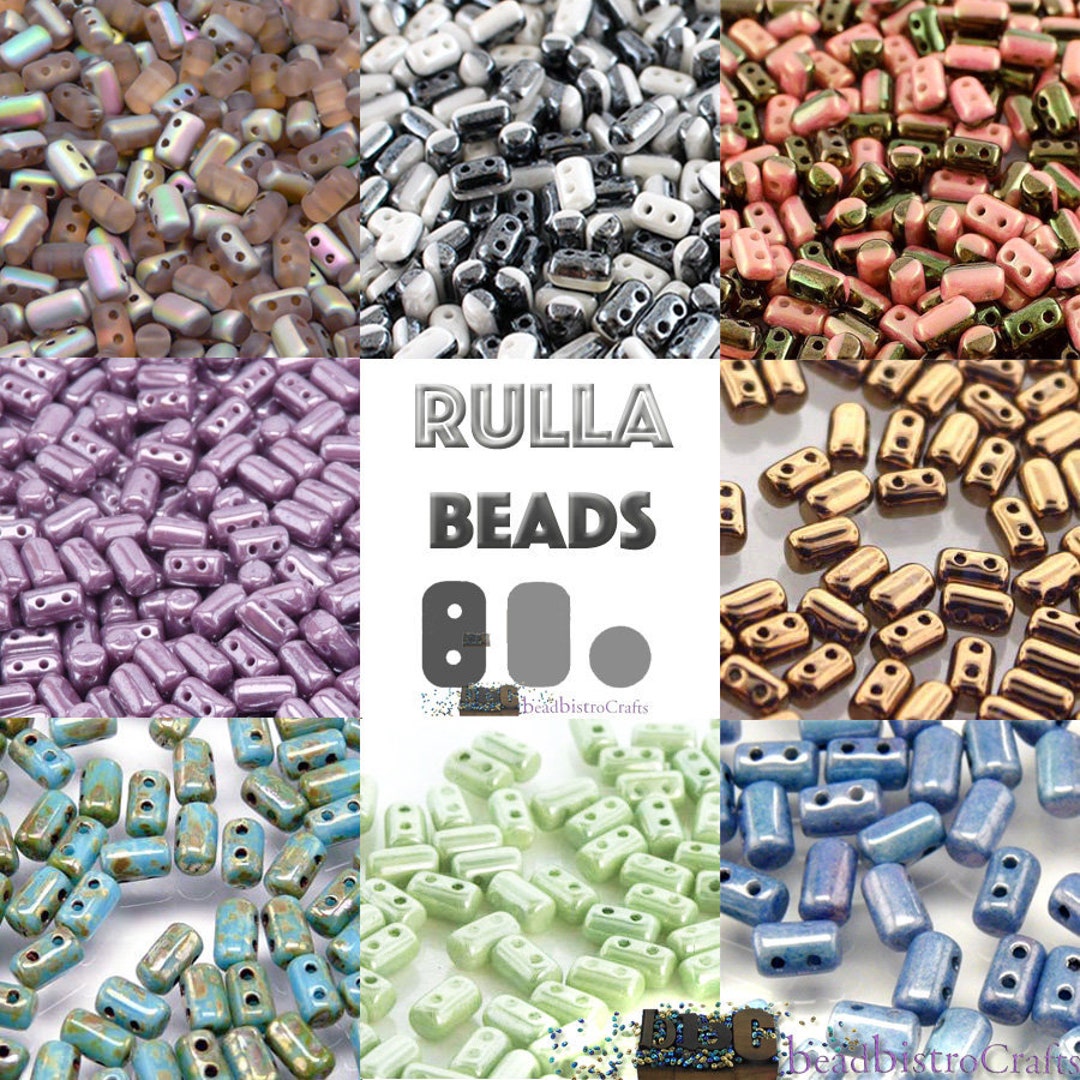 10g * 27 COLORS * Czech RULLA Beads - 2 Hole Beads - 3x5mm * CHOOSE ...