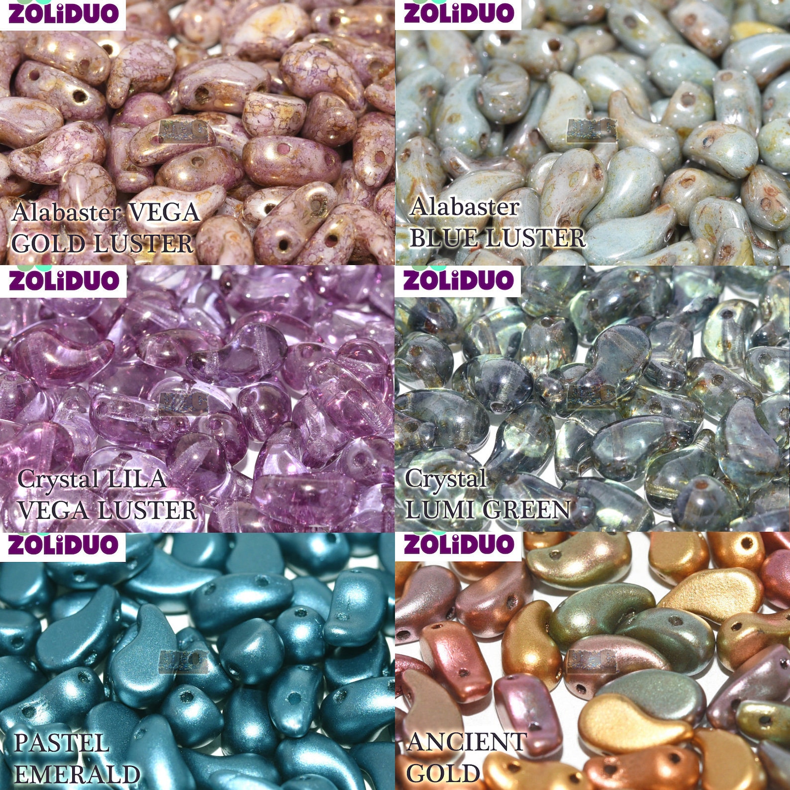 25 Colors * NEW COLORS AVAILABLE * Zoliduo Beads - 2-hole Czech - 30 ...