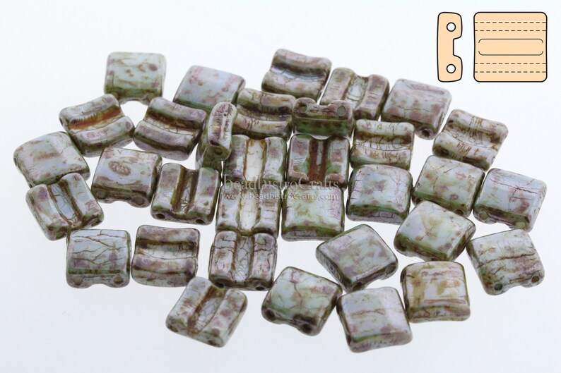 20pcs FIXER Beads HORIZONTAL Holes Curved Tile Bead With 2 - Etsy