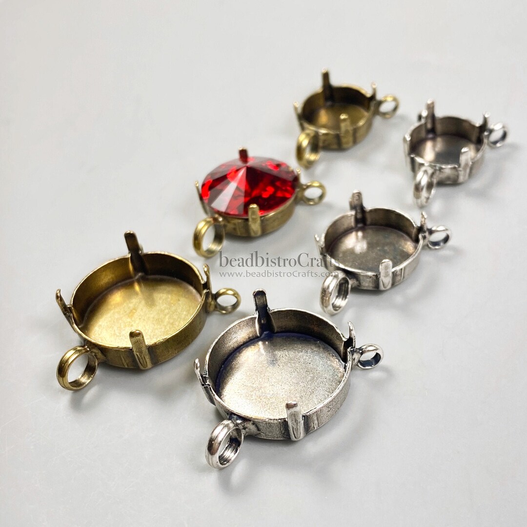 SETTING for 12mm, 14mm or 18mm for Round Rivoli * Round Stone - 3 Loop ...