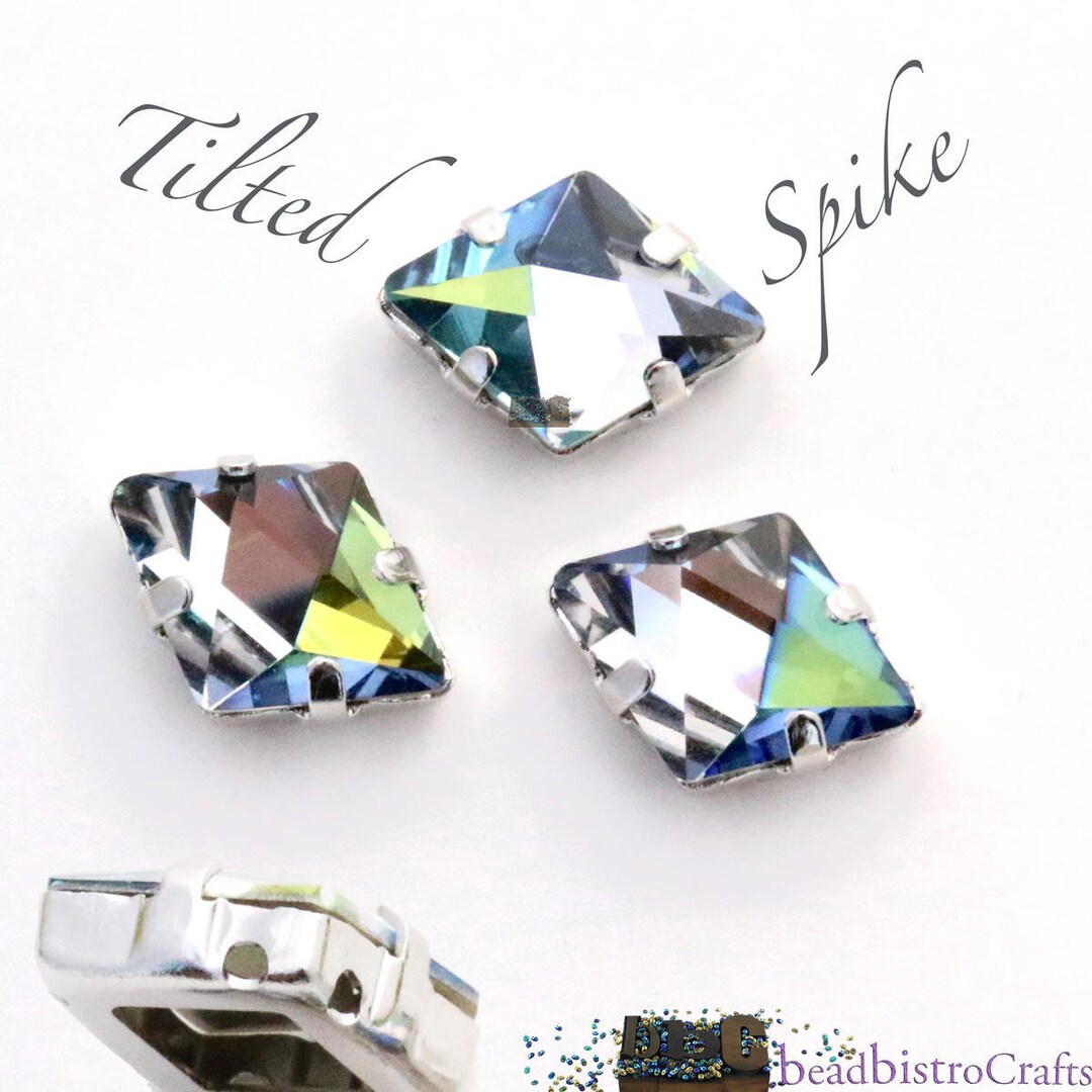 1pc - Tilted SPIKE, Diamond Shaped Crystal - 14x10.5mm - Rhodium Plated ...