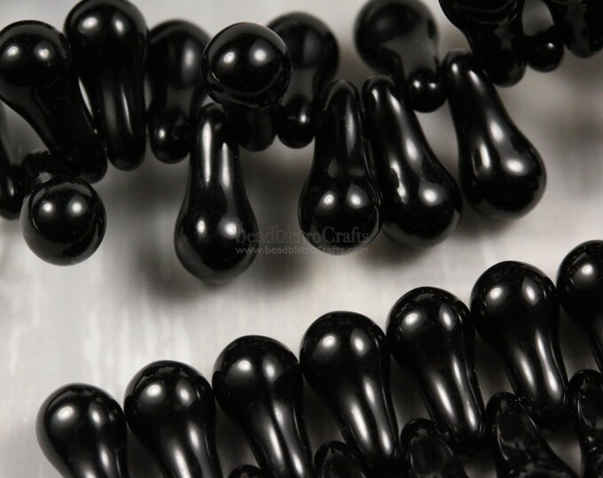 Black Czech DRIP Drops 25pcs Opaque Jet Black Top-drilled - Etsy