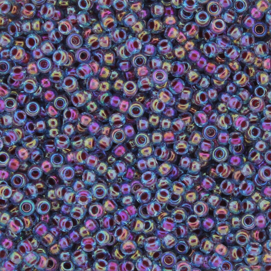 20g MIYUKI 11/0, 8/0, 6/0 Round Seed Beads - HOT Pink Lined Aqua AB ...