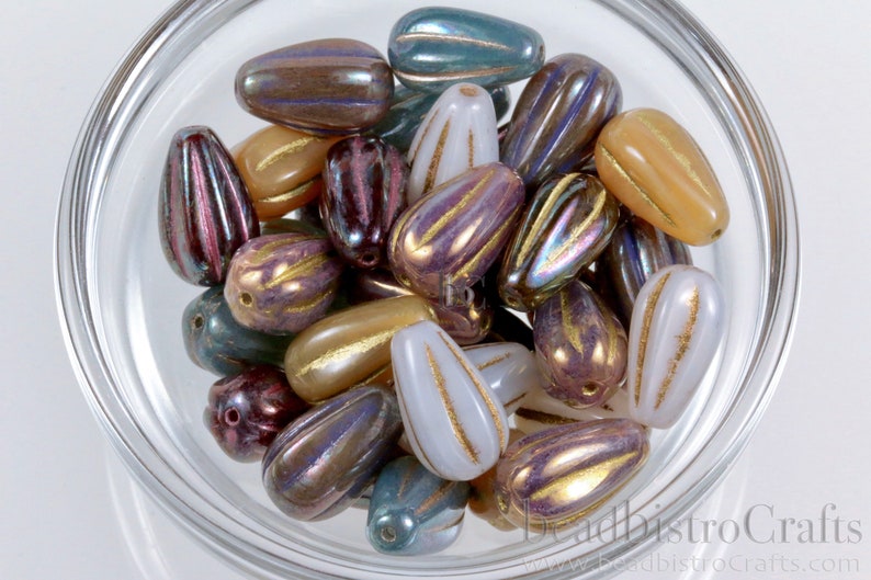 Melon Drops Caramel Glass 8pcs Melon Beads Czech Glass - Etsy