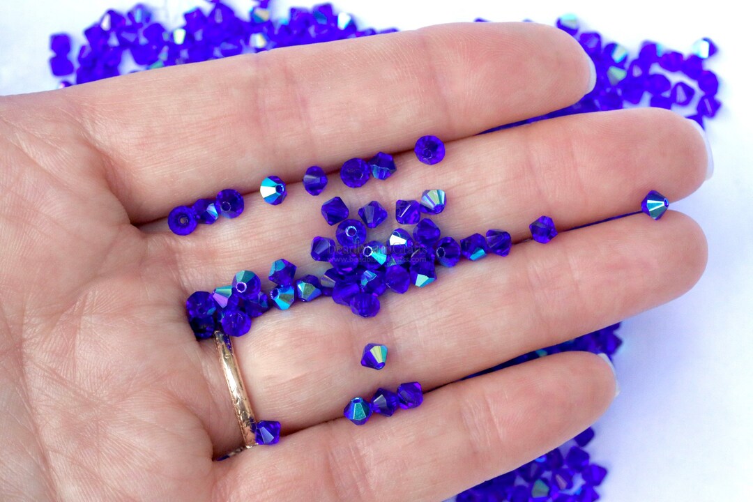 4mm COBALT Blue AB (72, 144 or 720pcs) Facetted Bicone Shaped MC Bead ...