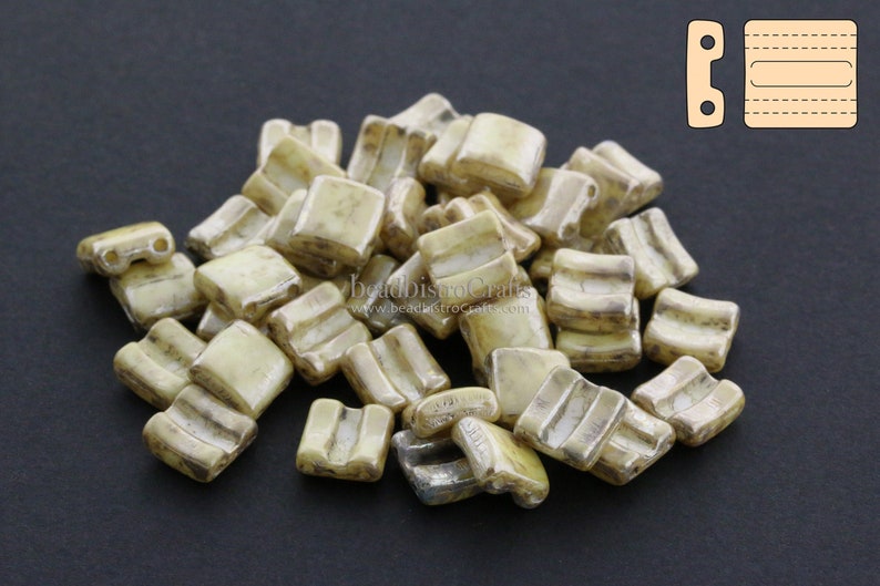 20pcs FIXER Beads - HORIZONTAL Holes - Curved Tile Bead With 2 Holes ...